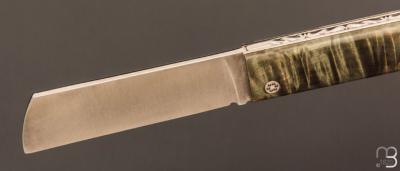 Couteau " Snard " Cristal Steel par Tom Fleury - Bouleau madré stabilisé