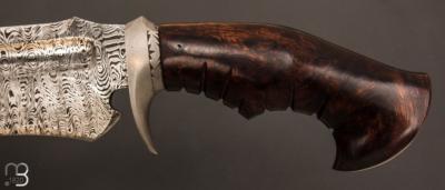 Couteau " Maximus Bowie " damas et ironwood custom fixe de Samuel Lurquin