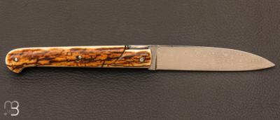 Couteau "Saint Martin" Ivoire de mammouth et lame damas par David Ponson