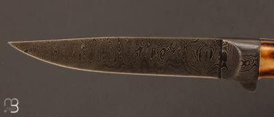 Couteau " Nicker " droit par David Brenière - Bois de cerf et damas