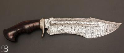 Couteau " Maximus Bowie " damas et ironwood custom fixe de Samuel Lurquin