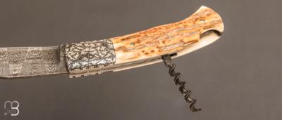 Couteau " Pièce unique " par Christian Penot - Ivoire de mammouth et damas