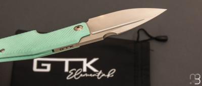 Couteau " Elementak " Tiffany Blue G10 et lame en RWL34 de GTKnives ...